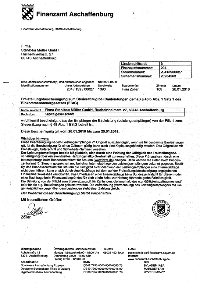 Downloads – Stahlbau Müller GmbH, Aschaffenburg